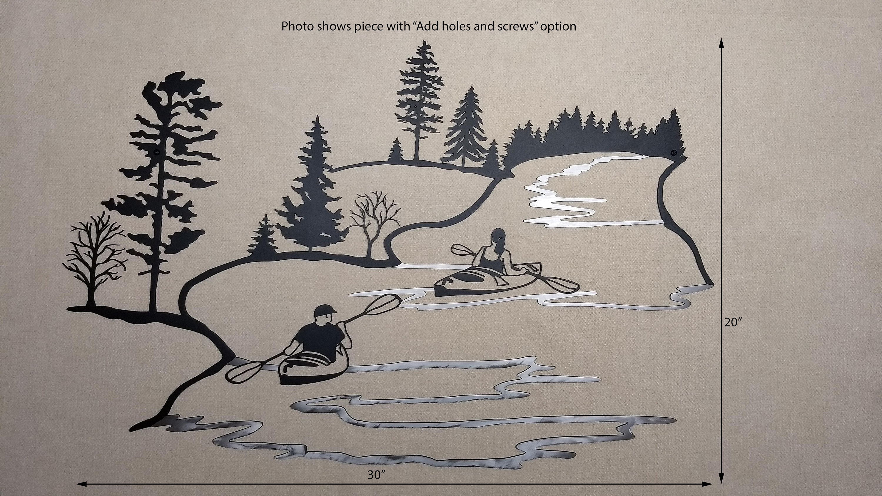 Kayak River Scene Metal Wall Art River Kayak Trees Water - Etsy