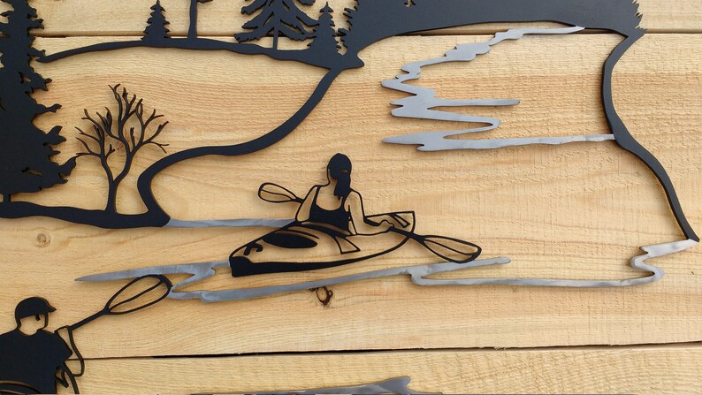 Kayak River Scene Metal Wall Art River Kayak Trees Water - Etsy