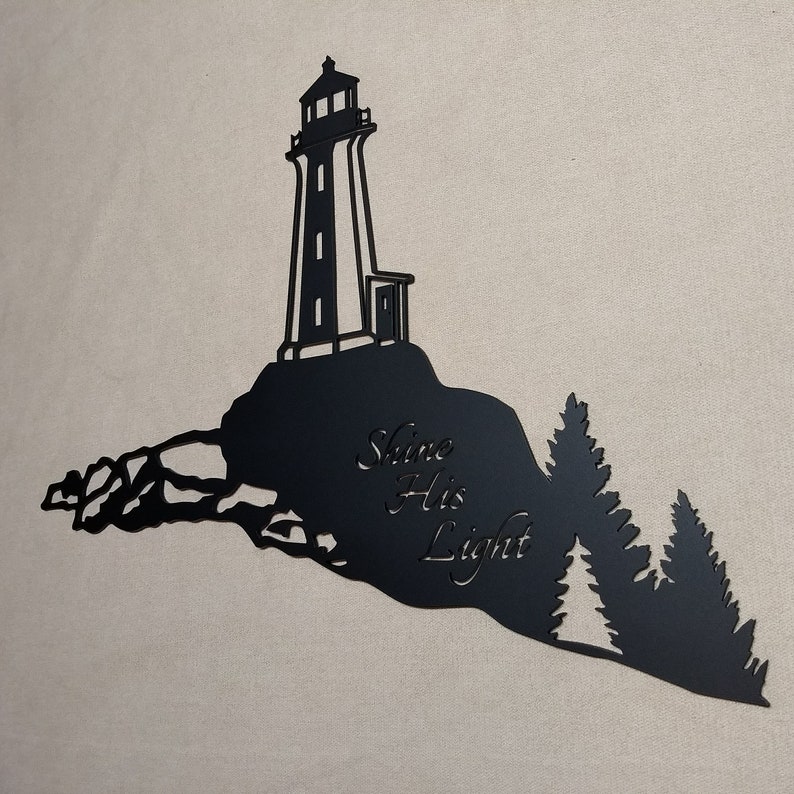 Lighthouse Rocks Ocean Light Metal Wall Art Shine | Etsy