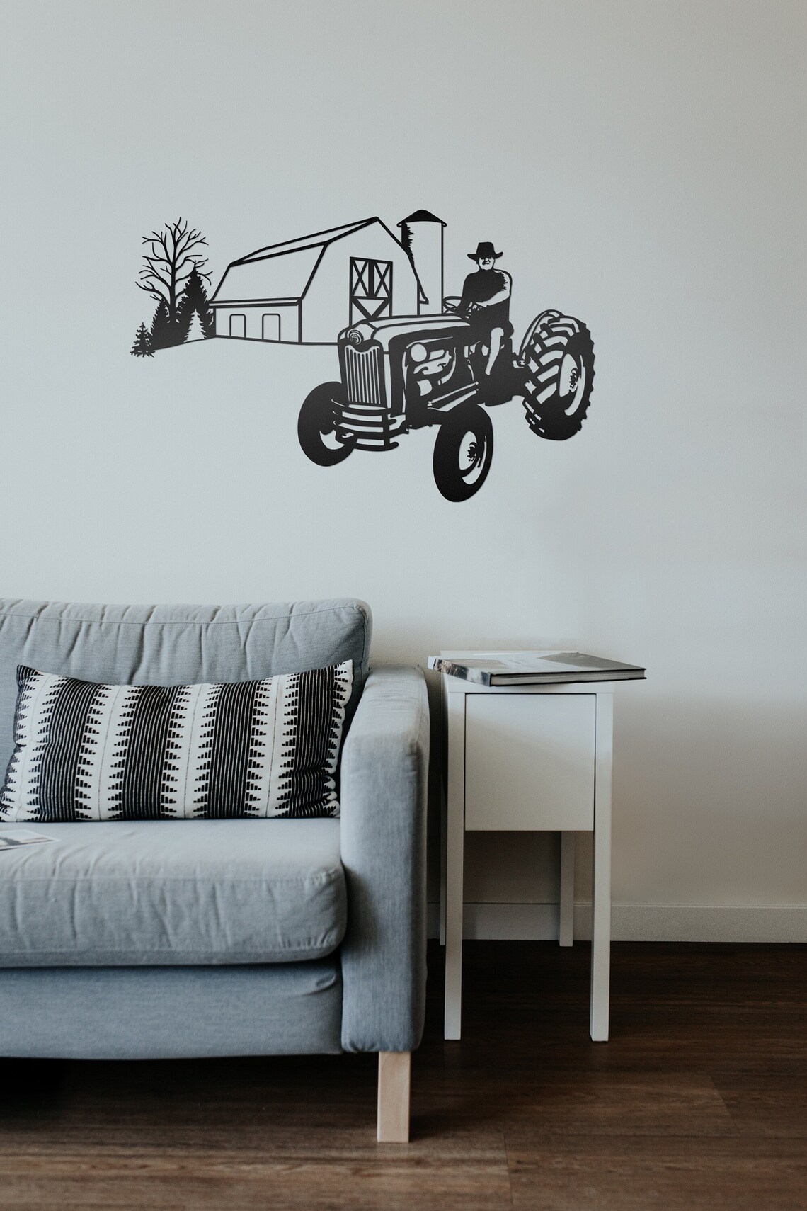 Tractor Scene Farm Scene Trees Tractor Barn Metal Wall - Etsy