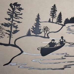 Canoe River Scene, Metal Wall Art, River, Canoe, Trees, Water, Lake ...