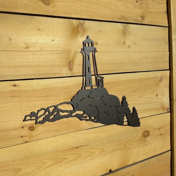 Lighthouse Rocks Ocean Light Metal Wall Art 20 wide | Etsy