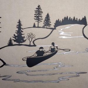 Canoe River Scene, Metal Wall Art, River, Canoe, Trees, Water, Lake ...