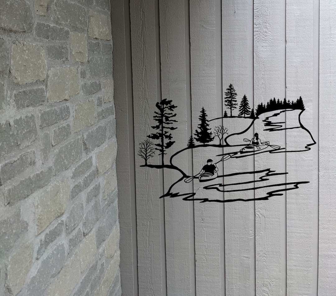 Kayak River Scene, Metal Wall Art, Decor, River, Kayak, Trees, Water - Etsy