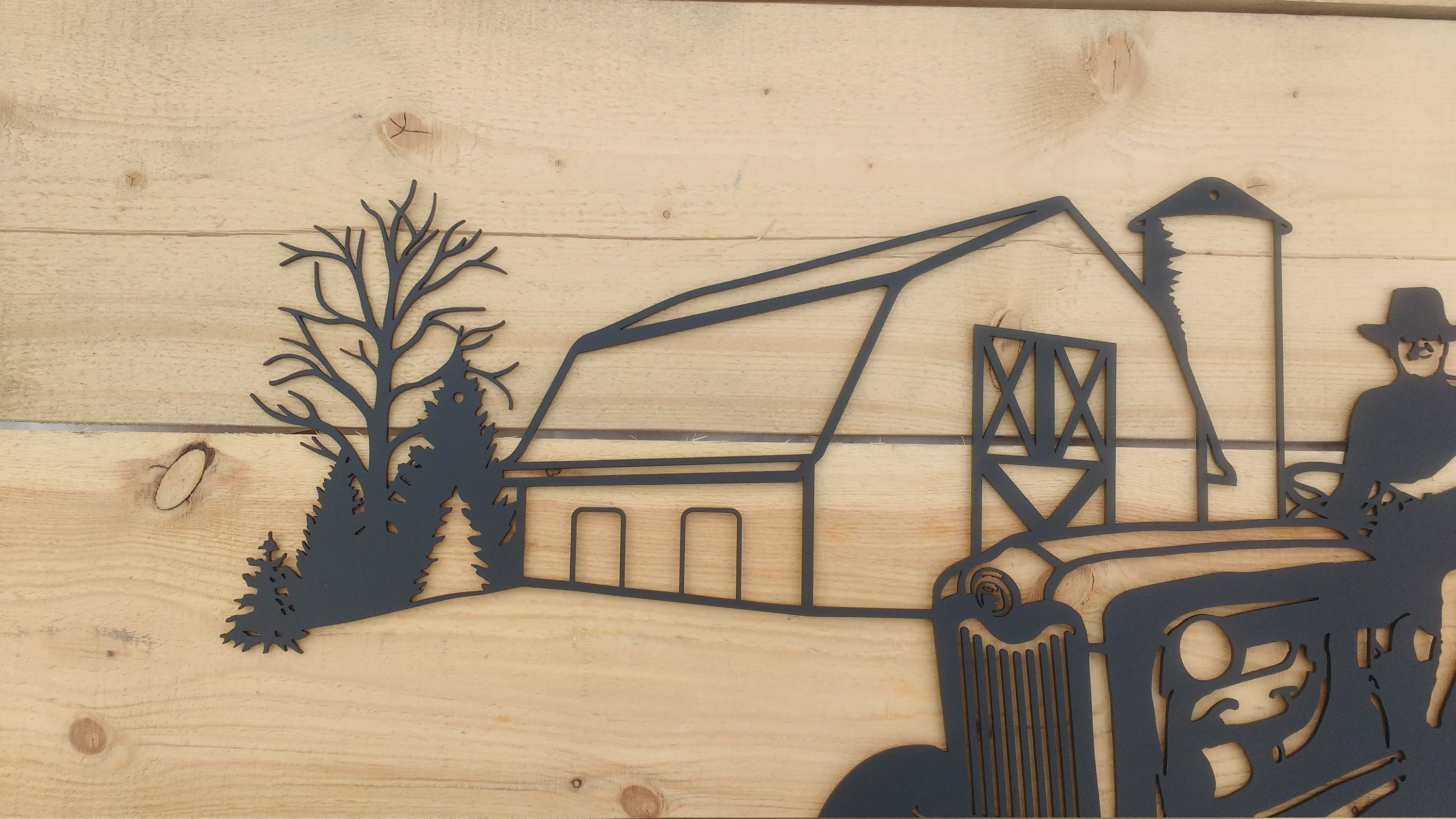 Tractor Scene Farm Scene Trees Tractor Barn Metal Wall | Etsy