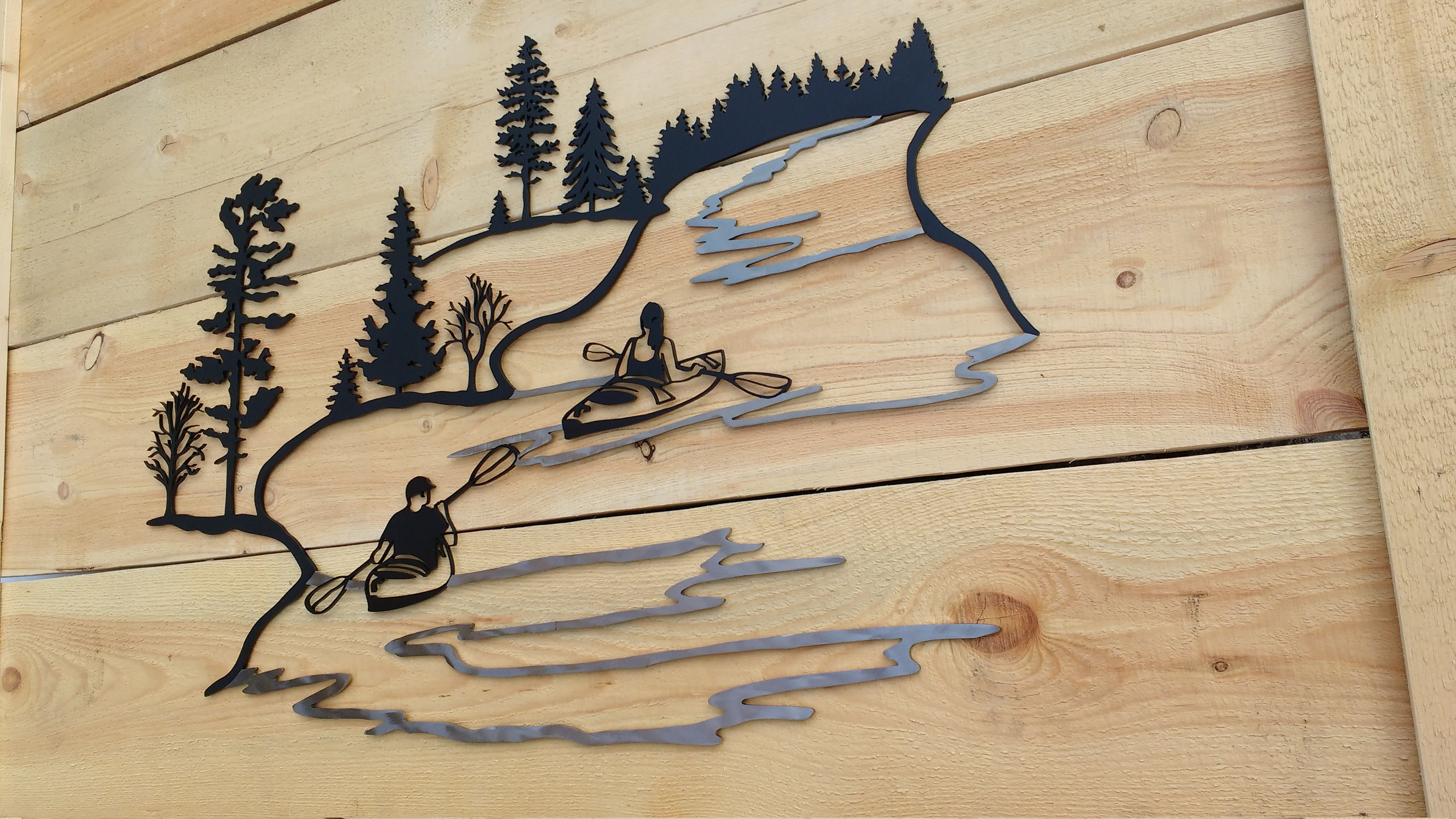 Kayak River Scene Metal Wall Art River Kayak Trees Water - Etsy