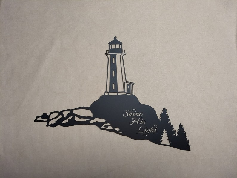 Lighthouse Rocks Ocean Light Metal Wall Art Shine | Etsy