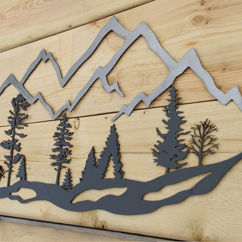 Mountain and Trees Scene Metal Wall Art Home Decor 5 - Etsy
