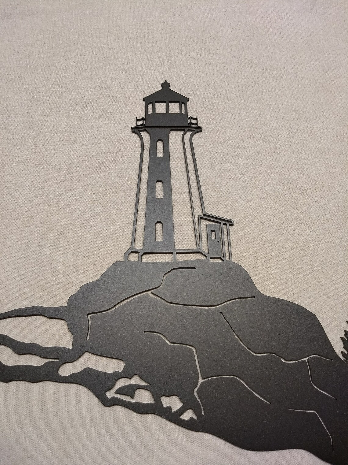 Lighthouse Rocks Ocean Light Metal Wall Art Black | Etsy