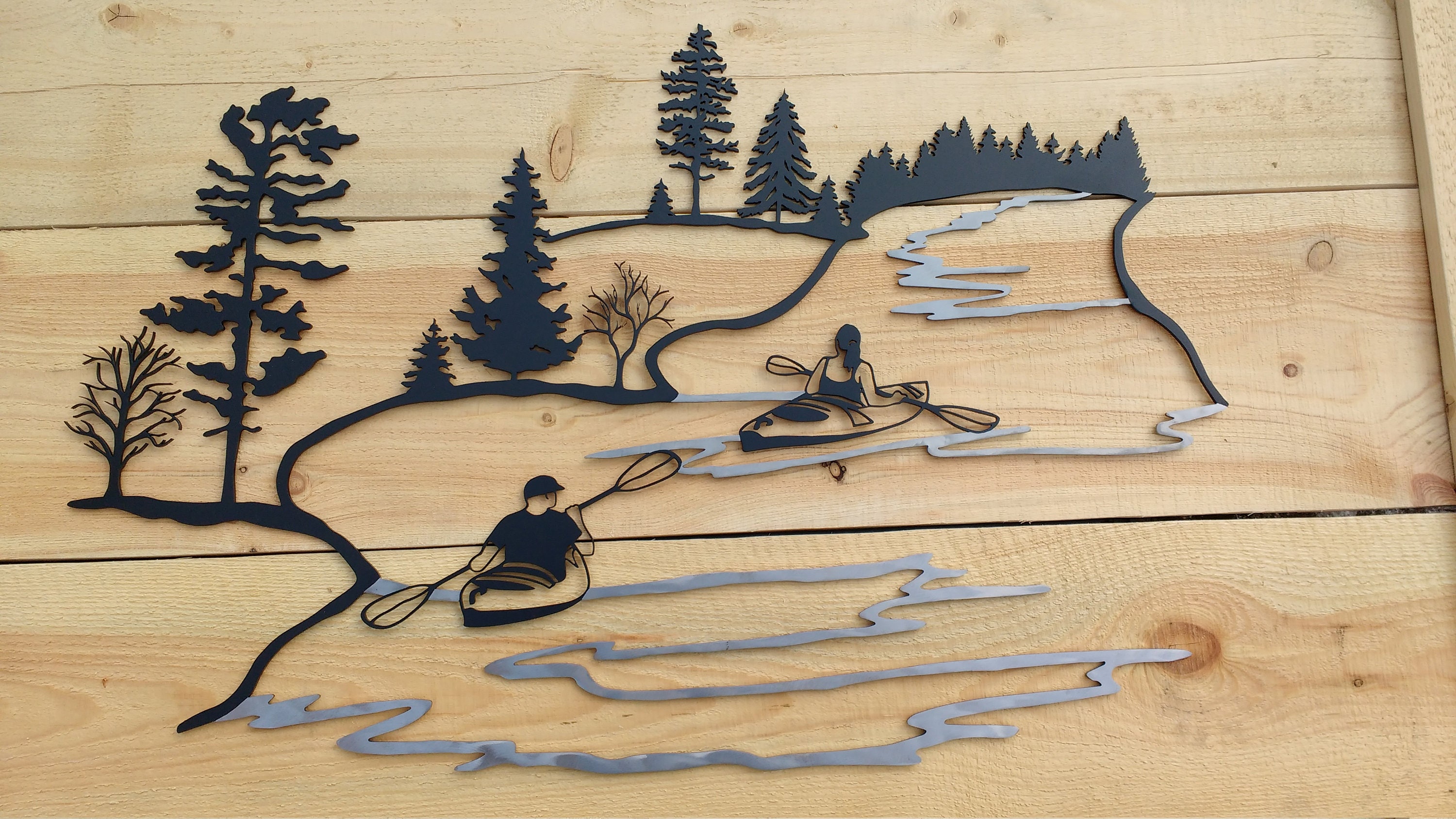 Kayak River Scene Metal Wall Art River Kayak Trees Water - Etsy