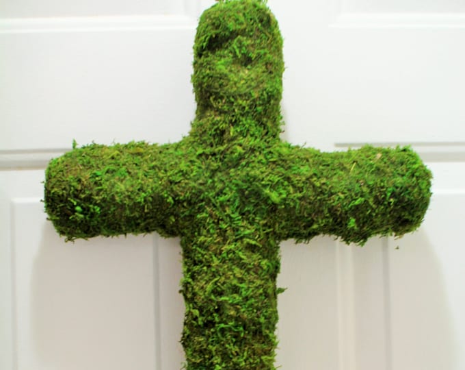 Cross Moss Wreath Easter Moss Wreath Easter Door Wreath - Etsy