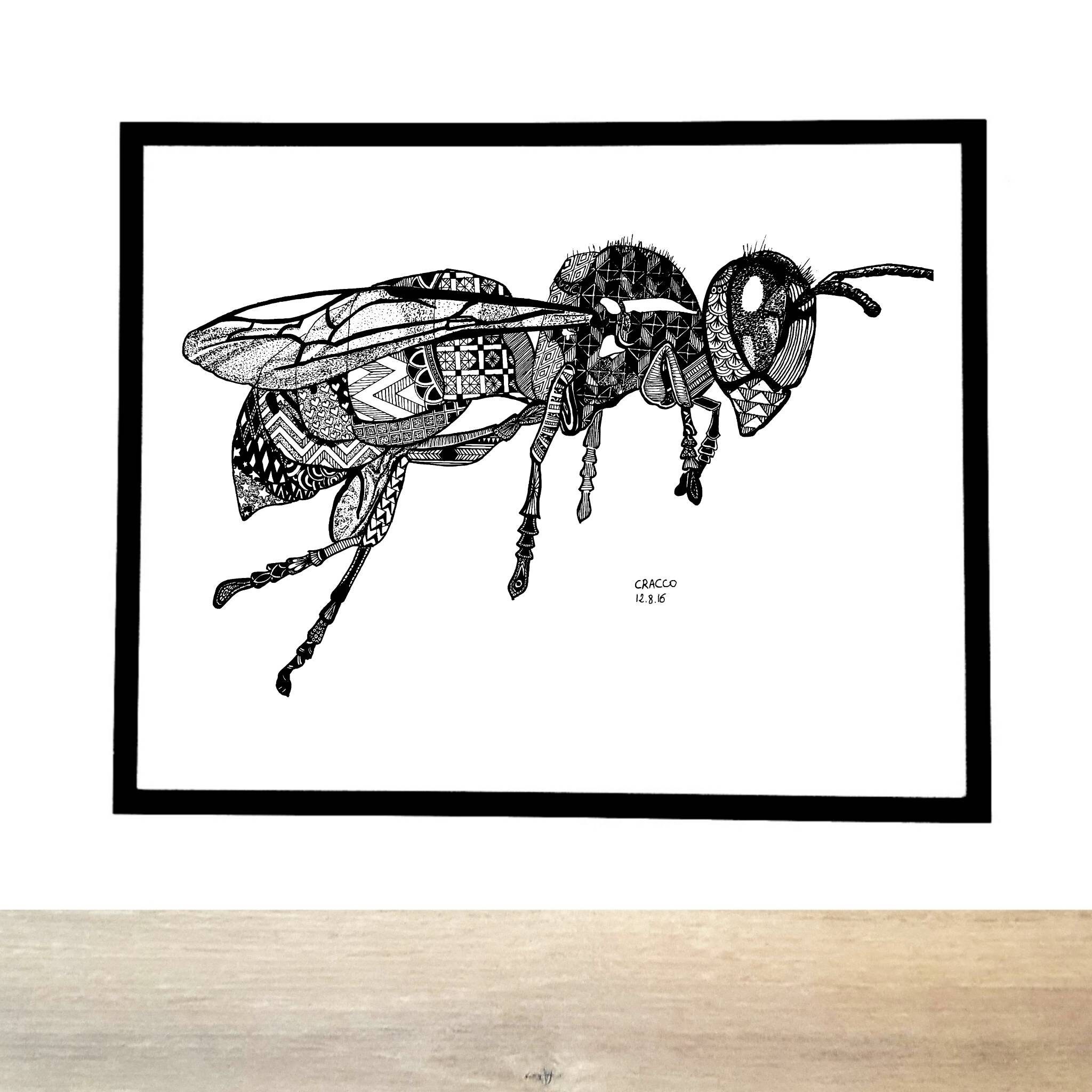 GUEPE / WASP - Animal Insect Art Print, Animal Insect Wall Art Decor ...