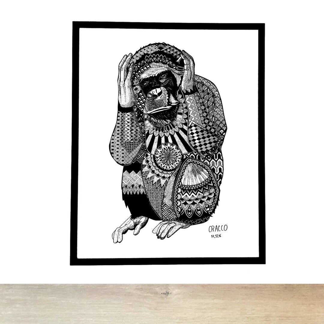 KIKAZARU, Le Ape Sourd / Deaf Monkey - Art Print of an Original From ...