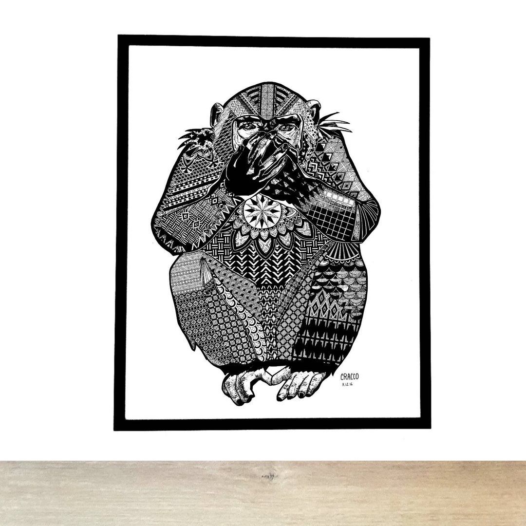 IWAZARU, Le Singe Mute / the Mute Monkey - Art Print of a CRACCO ...
