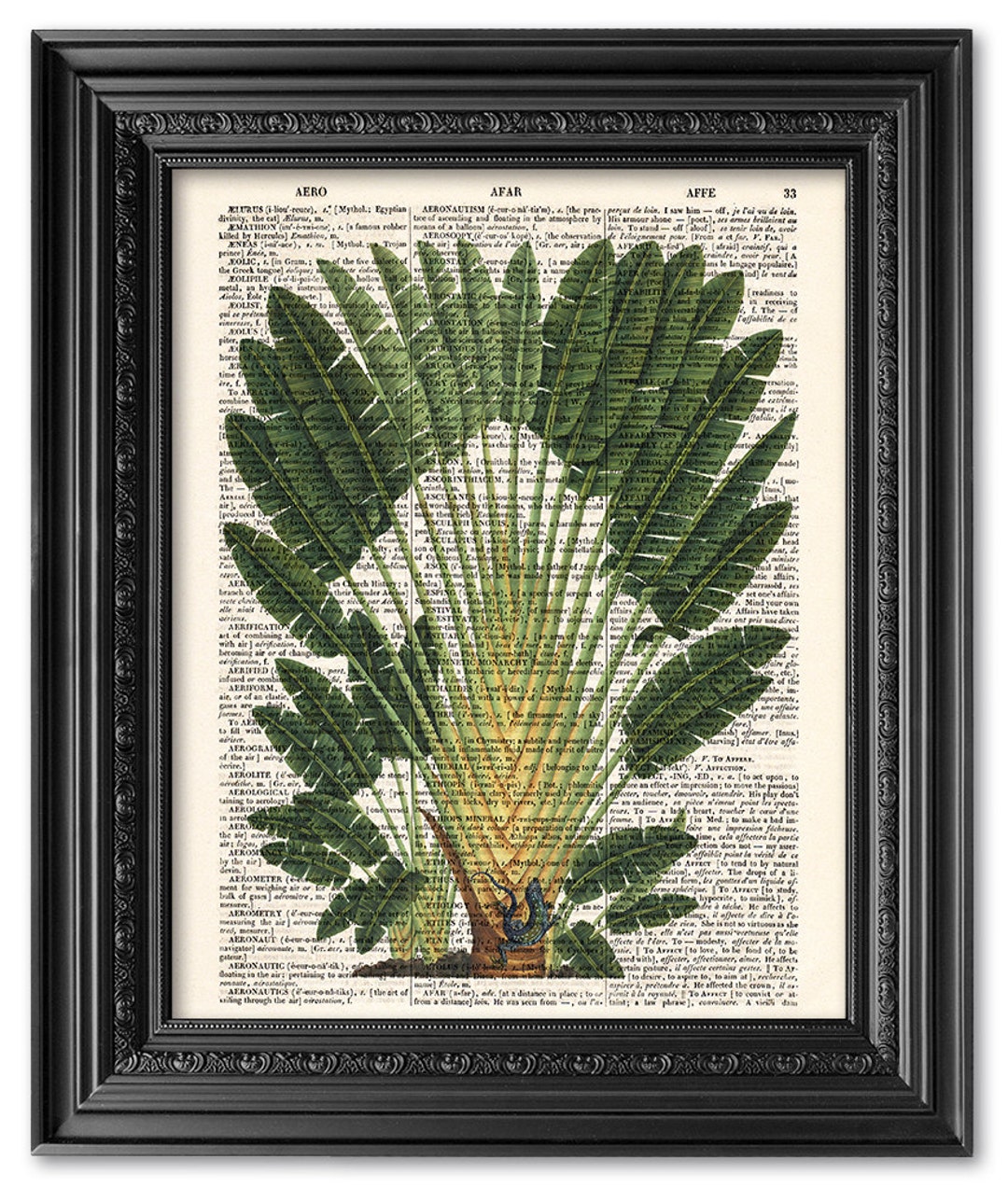 Palm Tree With Lizard, Dictionary Art Print, Vintage Book Art Print ...