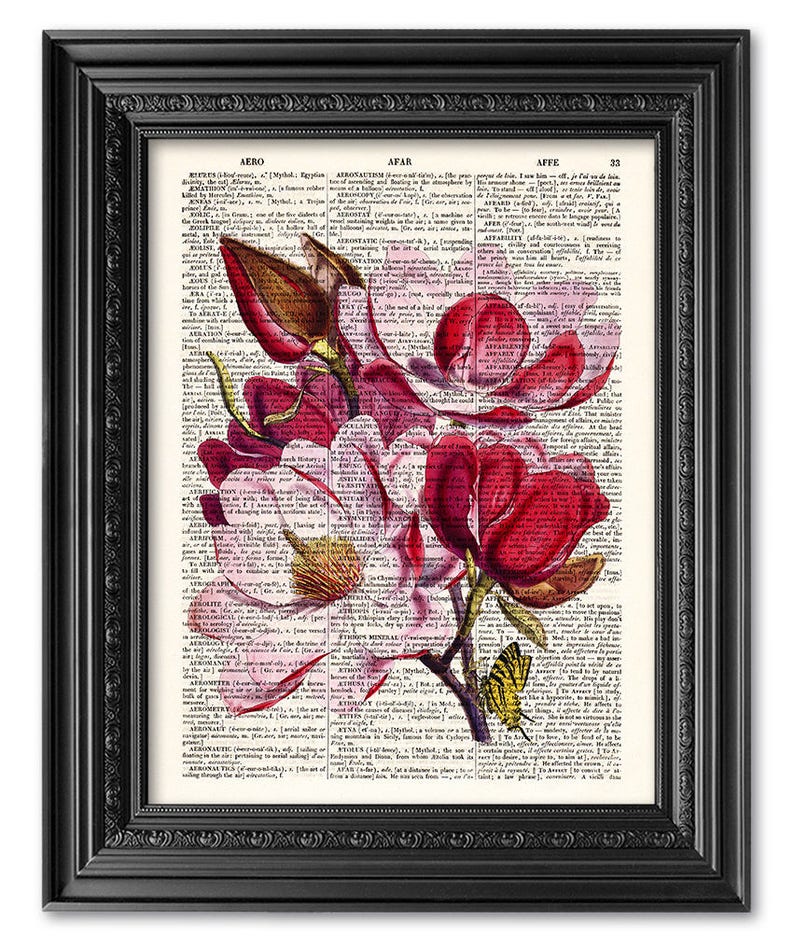 Magnolia Print Dictionary Art Print Flower Print Vintage - Etsy