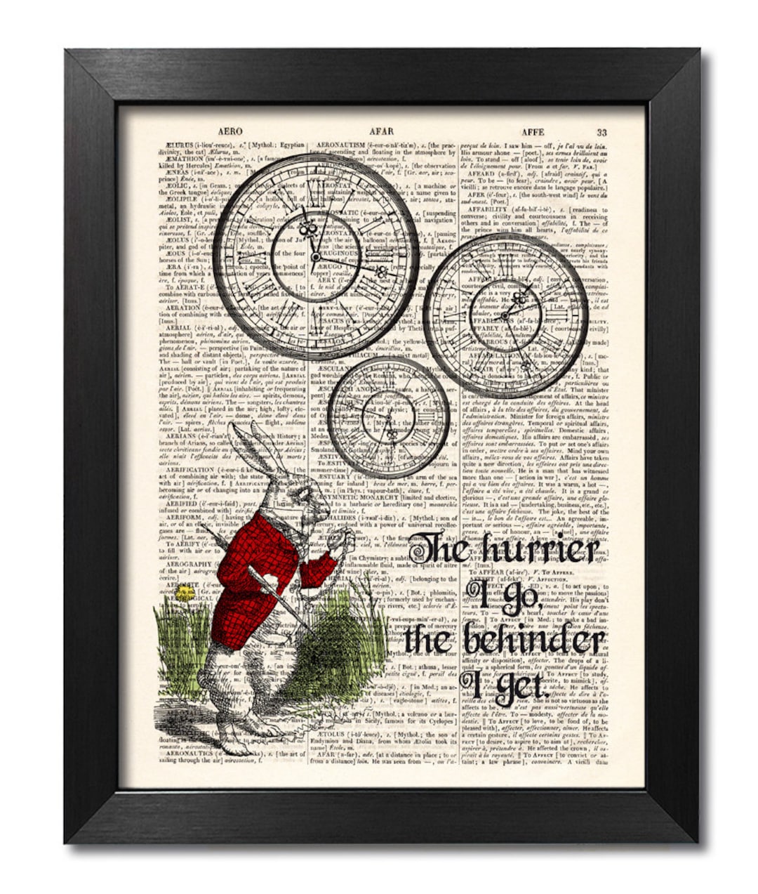 Alice in Wonderland, White Rabbit, Quote Print, Antique Book Page ...
