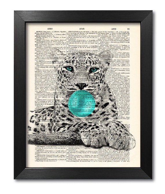 Leopard Print Funny Animal Dictionary Art Print Vintage | Etsy