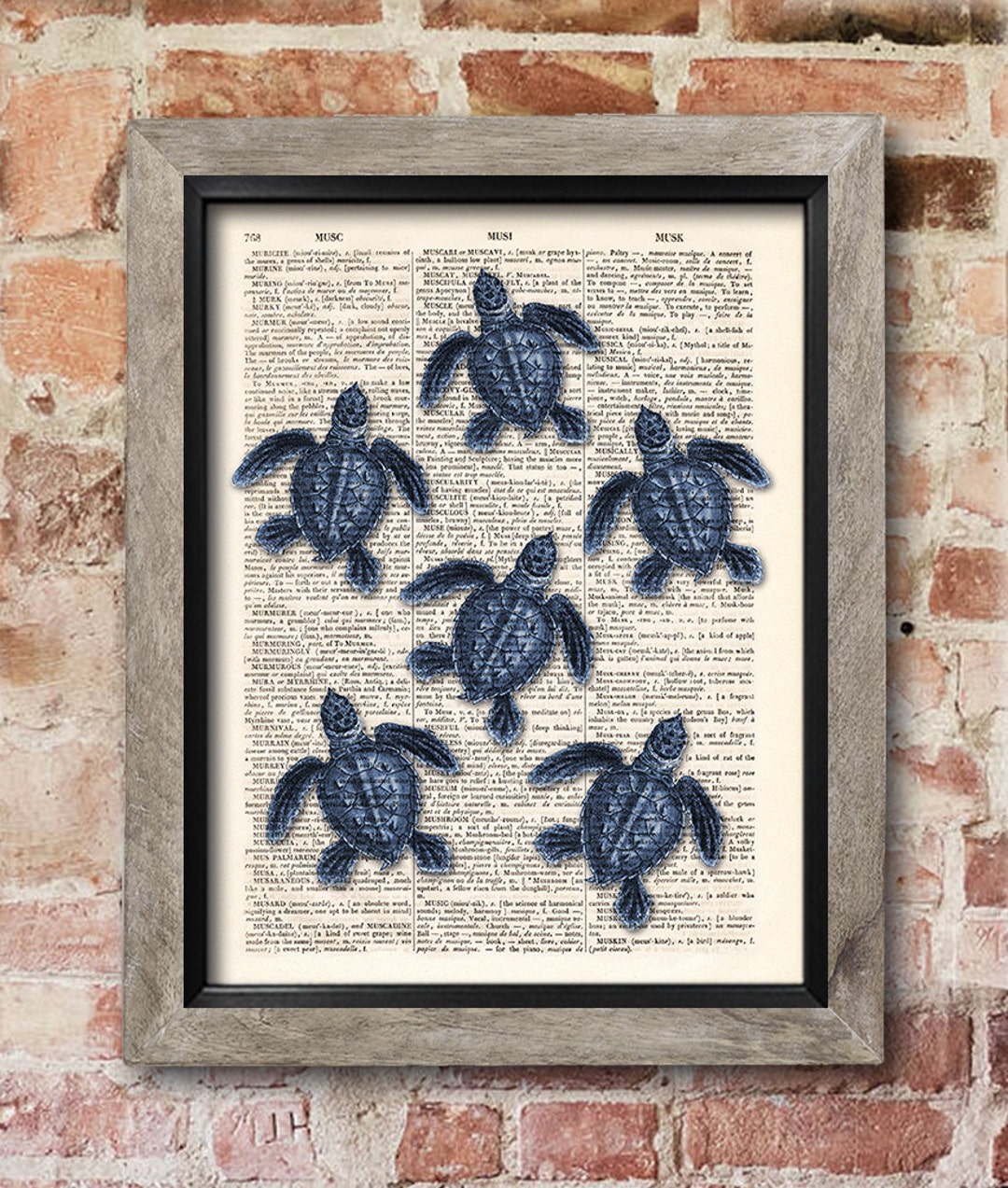 Sea Turtles, Dictionary Art Print, Coastal Decor, Vintage Book Art ...
