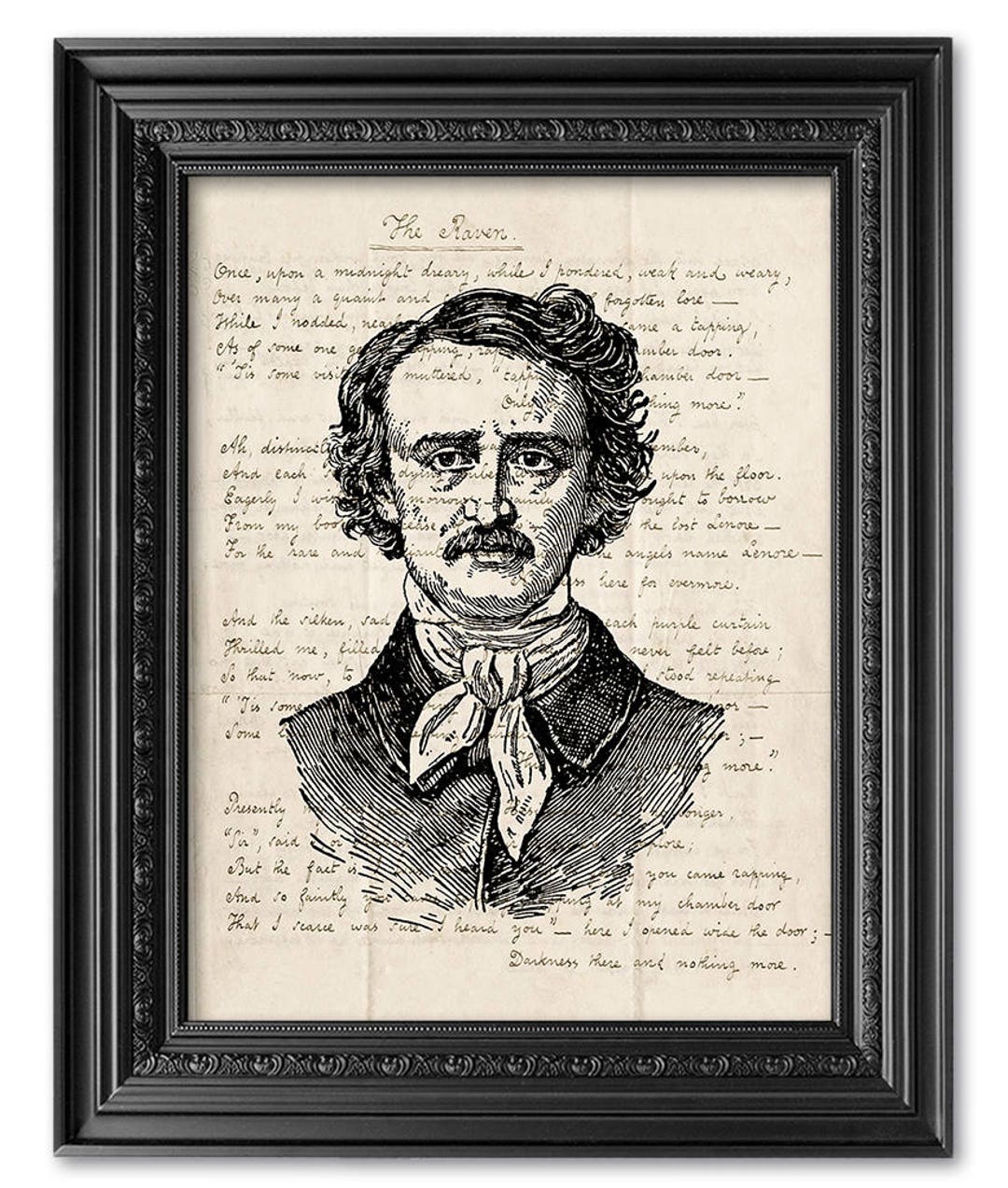 Edgar Allan Poe Art Print, the Raven Poem, Original Handwriting Edgar ...