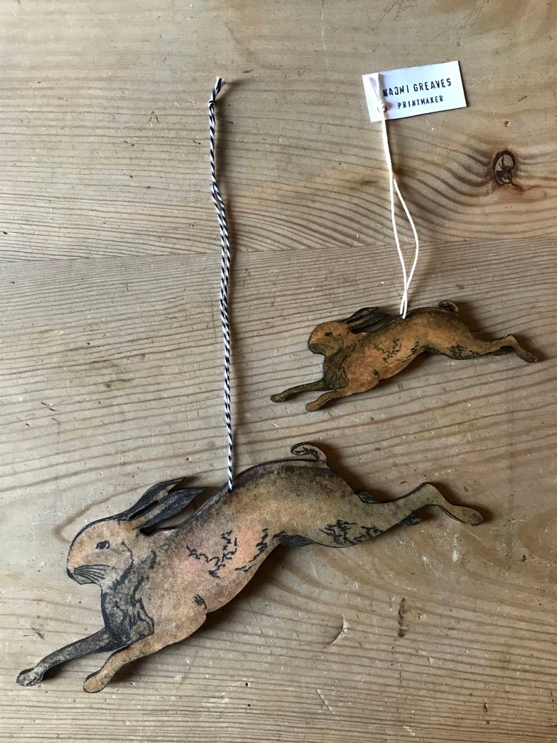 Large Wooden Hare Hanging - 23cm Long - Etsy