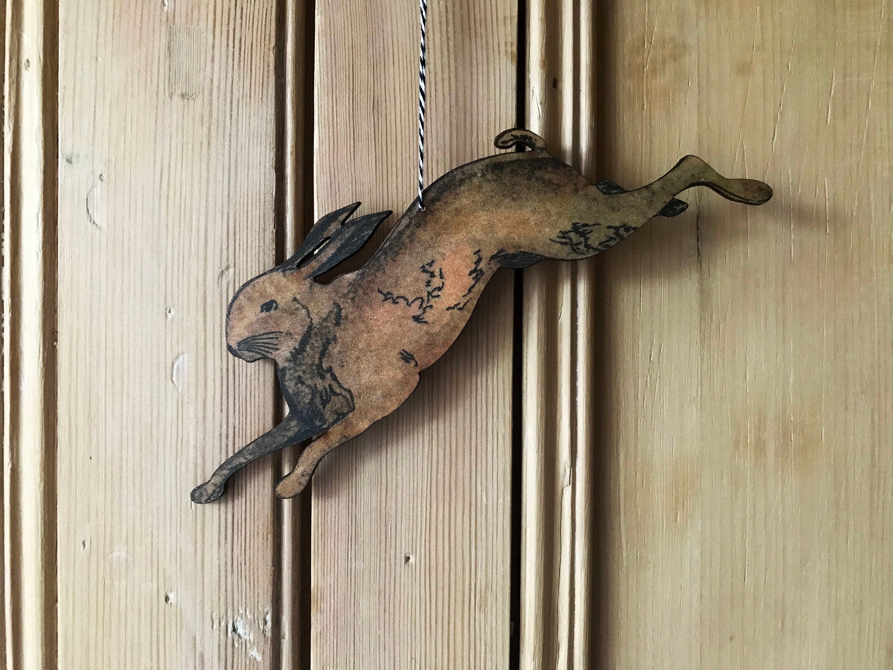 Large Wooden Hare Hanging - 23cm Long - Etsy