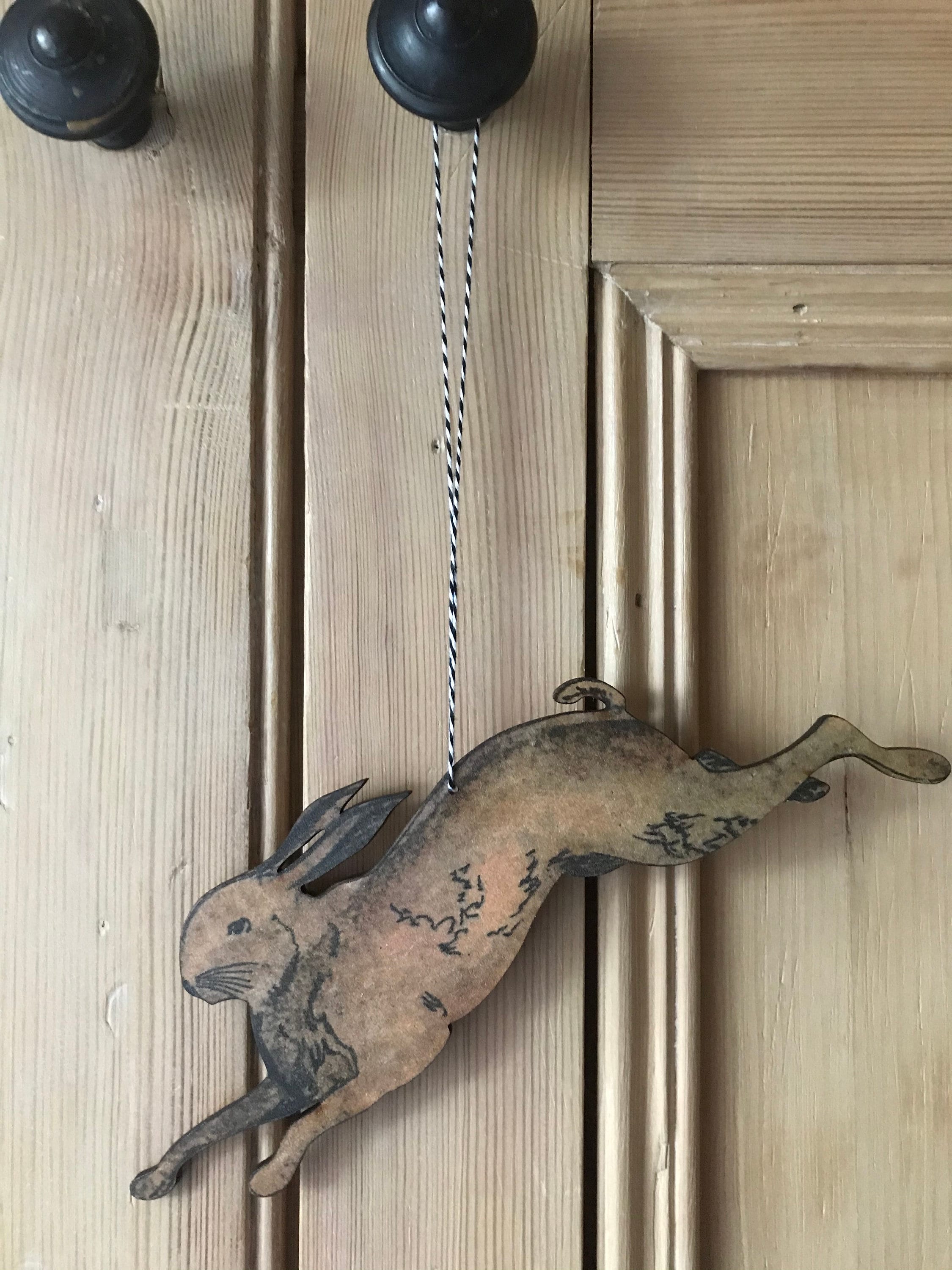Large Wooden Hare Hanging - 23cm Long - Etsy