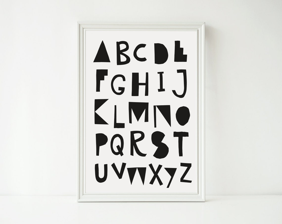 Alphabet Printable Letter Poster Black and White Nursery | Etsy