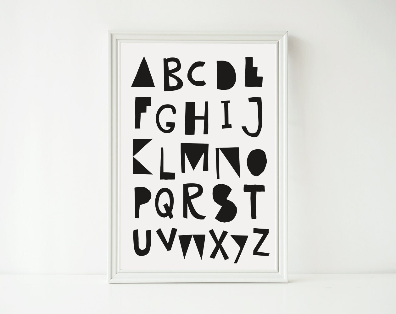 Alphabet Printable Letter Poster Black and White Nursery | Etsy