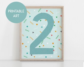 Gold Number 2 Sign Printable Pink and Gold 2nd Birthday Decorations 2nd ...