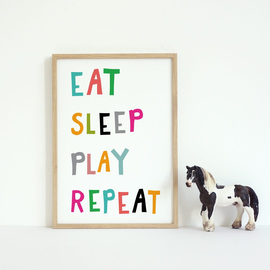 Eat Sleep Play Repeat Print, Nursery Art, Printable Wall Art Nursery ...