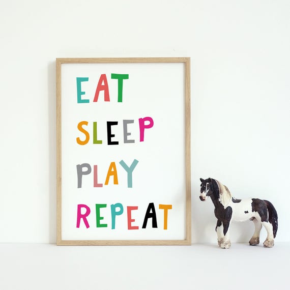 Eat Sleep Play Repeat Print Nursery Art Printable Wall Art | Etsy
