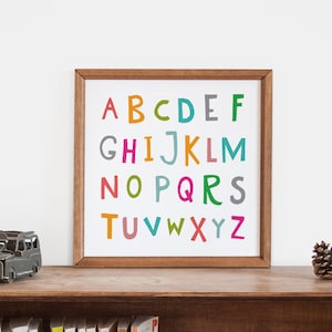 Colourful Alphabet Print, Kids Educational Wall Art Picture, Boys ...