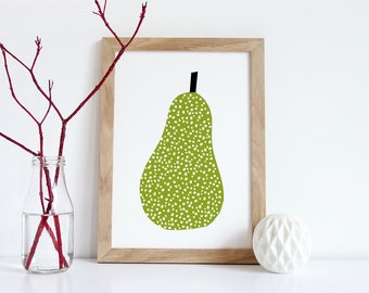 Pear Wall Art Pear Printable Striped Pear Print Kitchen - Etsy