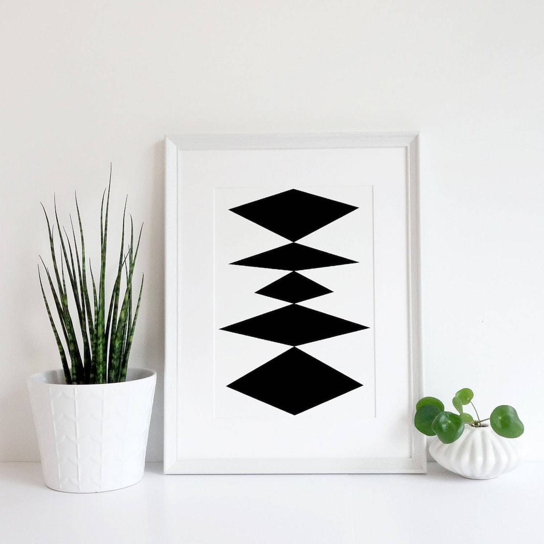 Black and White Art Print, Geometric Art, Scandinavian Art, Digital ...