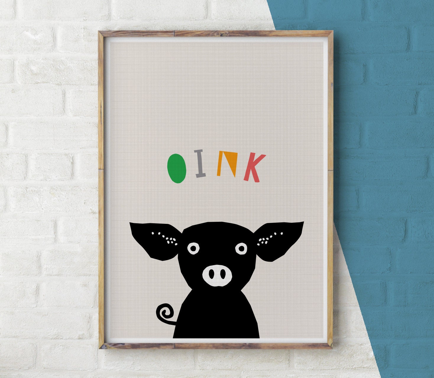 Pig Art Print Illustrated Pig Pig Prints Farmyard Nursery - Etsy UK