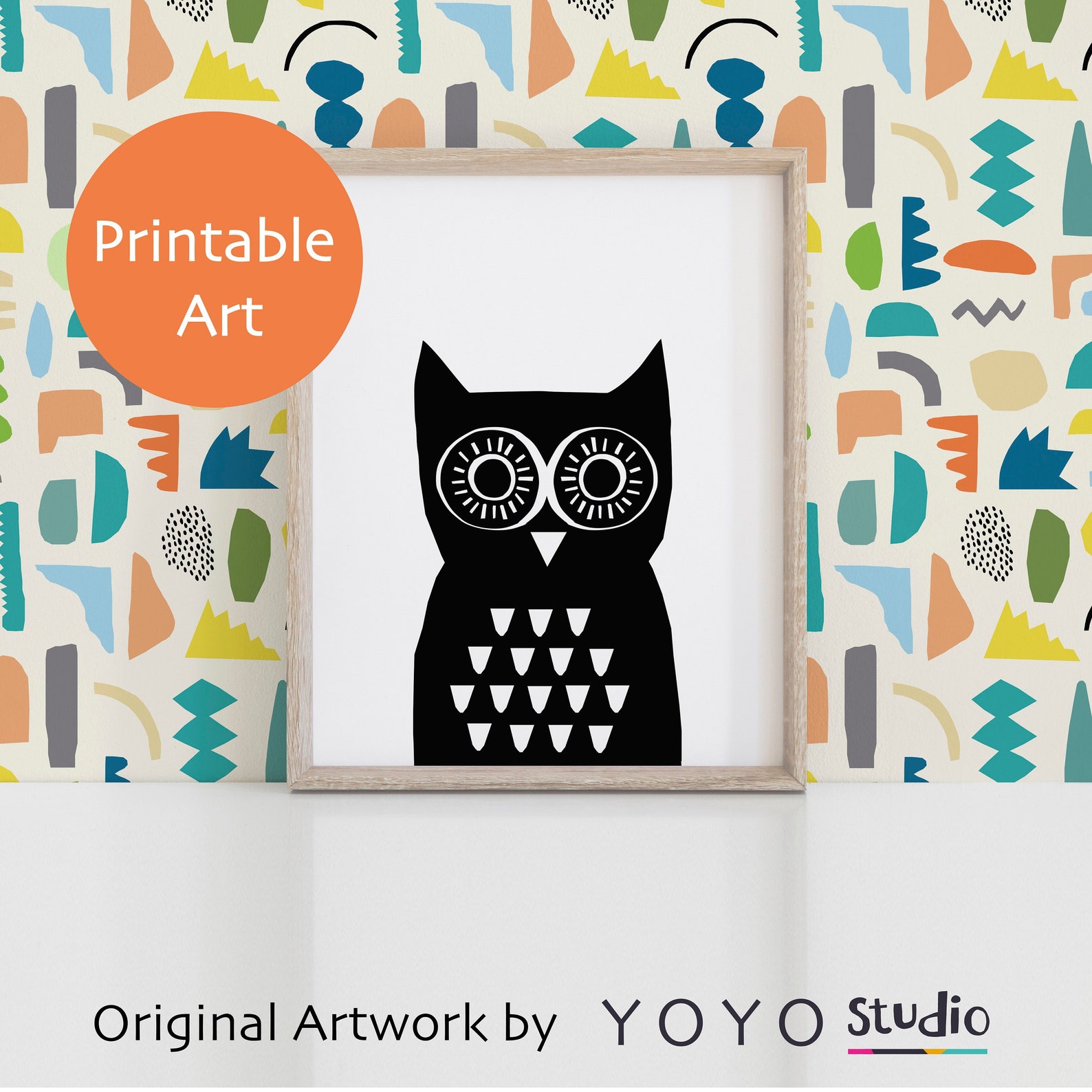 Kids Room Decor, Owl Print Black and White Nursery, Printable Art ...