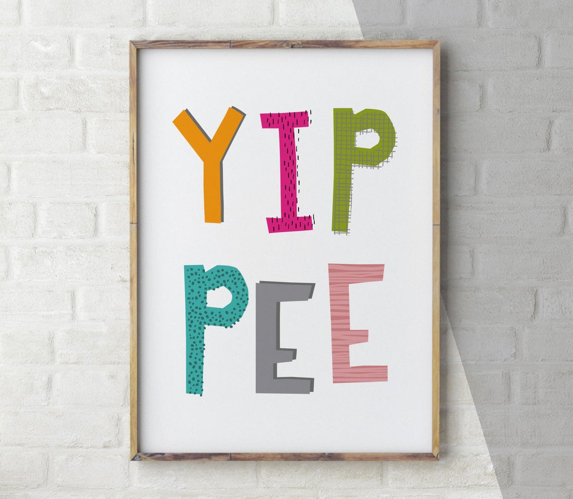 Hand Lettered Typography Print Yippee Print Colourful - Etsy