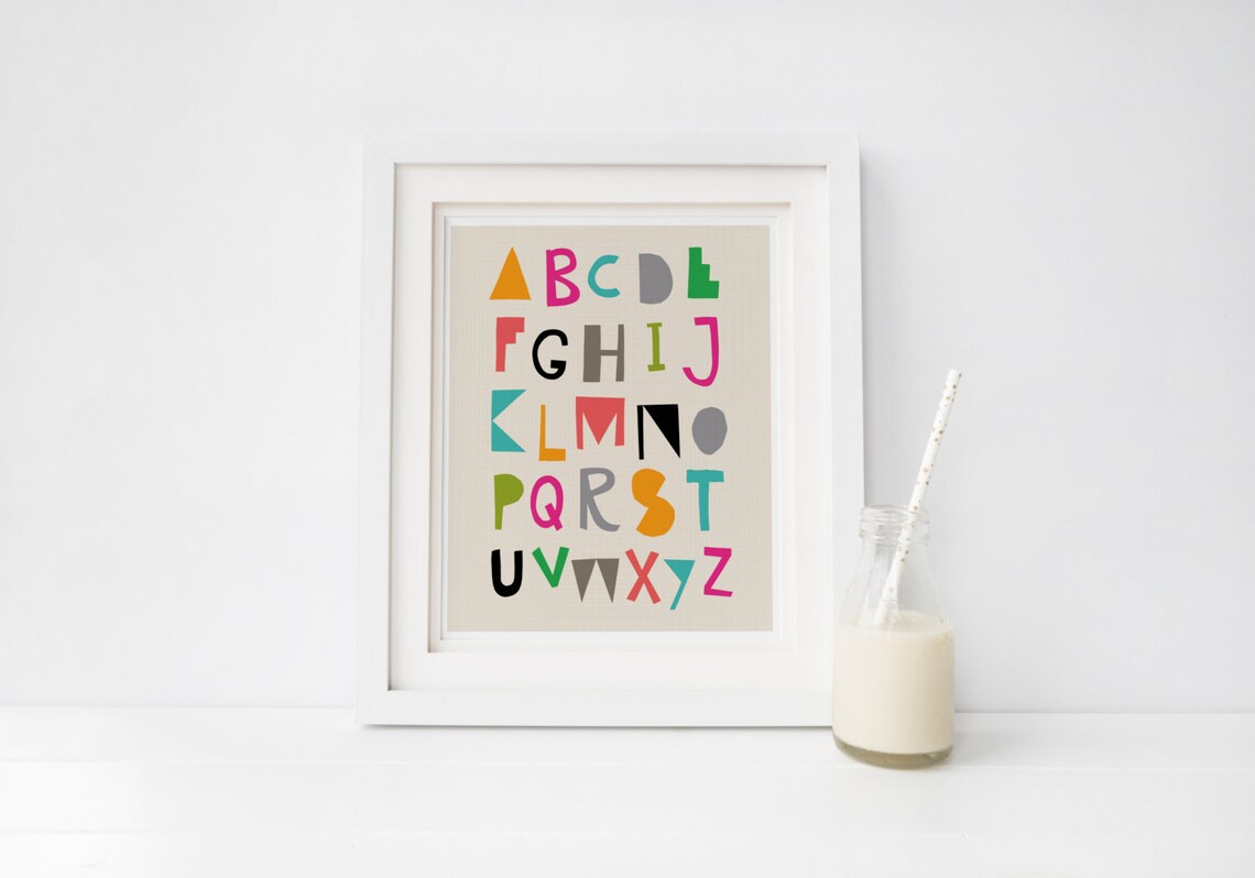 Colorful Alphabet Print Printable Wall Art Alphabet Poster | Etsy