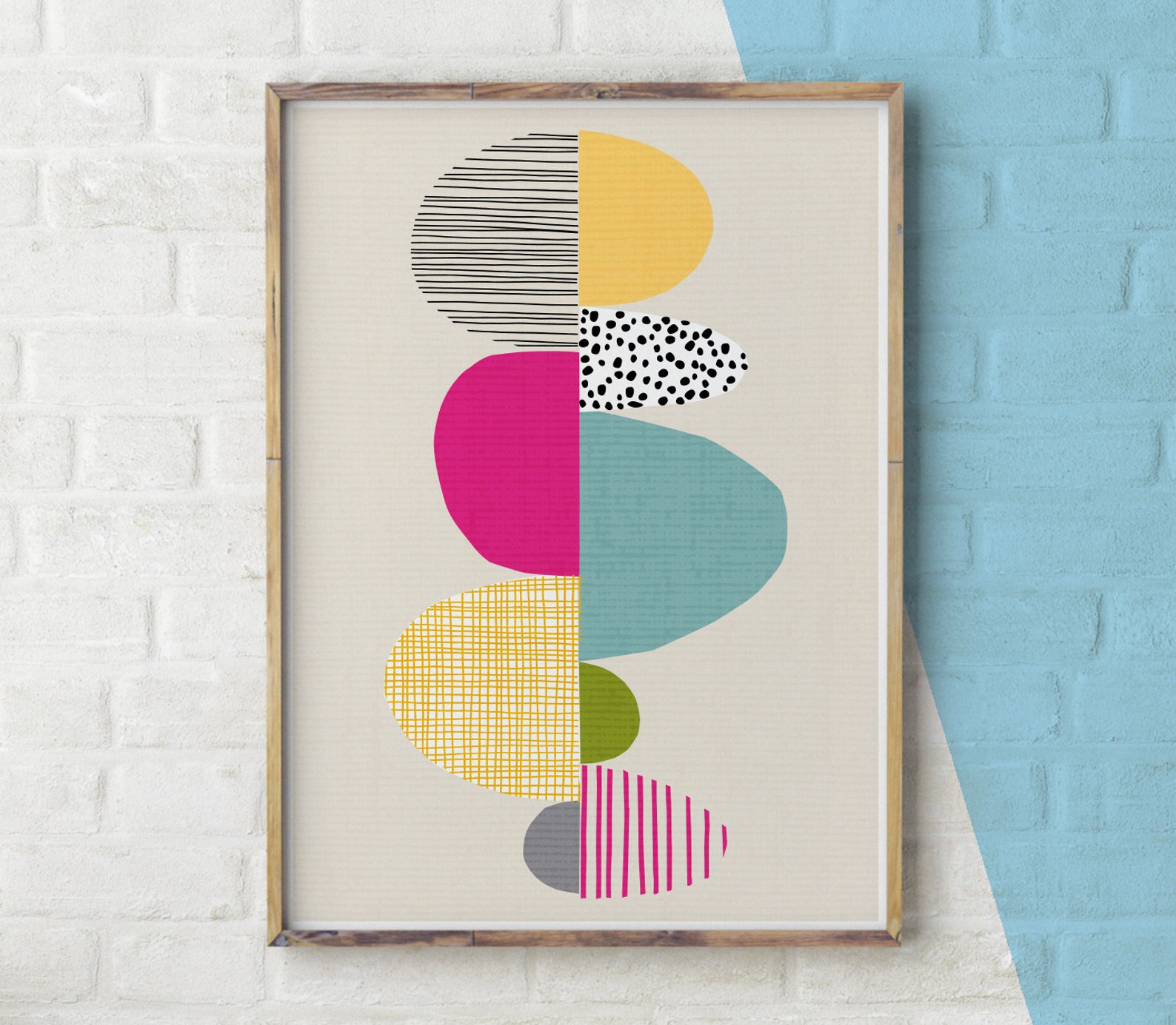 Mid Century Art Retro wall art Mid century print Pebbles | Etsy