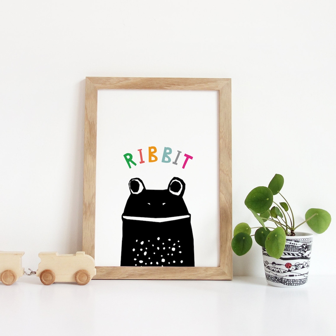 Frog Ribbit Nursery Art, Cute Baby Animals Woodland Nursery Decor ...
