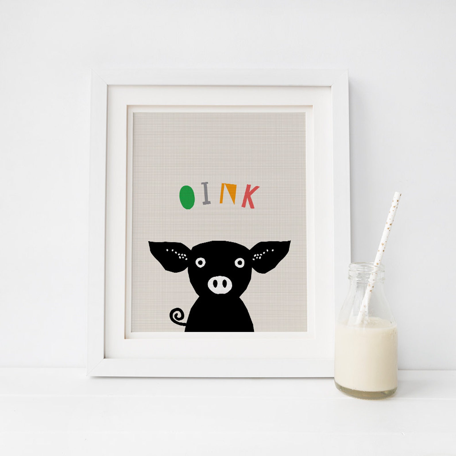 Pig Art Print Illustrated Pig Pig Prints Farmyard Nursery | Etsy