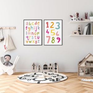 Pink Alphabet and Numbers Printable, Educational Posters, Alphabet ...