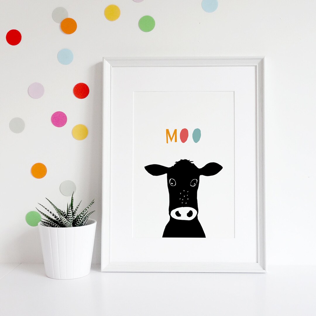 Farm Animal Prints Cow Print PRINTABLE Art Nursery Animal - Etsy