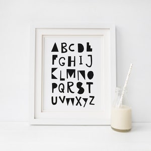 Alphabet Printable, Letter Poster, Black and White Nursery Decor, Wall ...