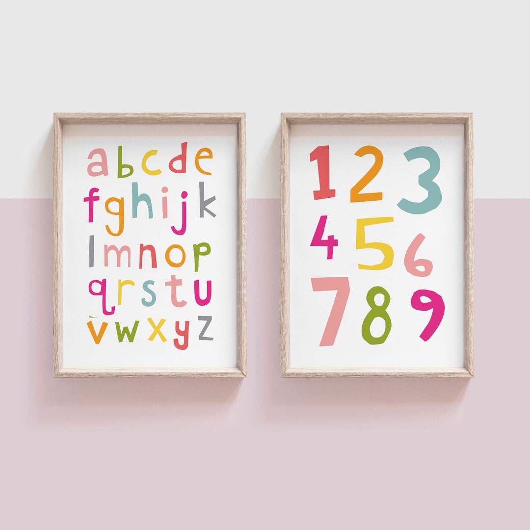Pink Alphabet and Numbers Printable, Educational Posters, Alphabet ...