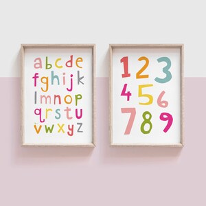Pink Alphabet and Numbers Printable, Educational Posters, Alphabet ...