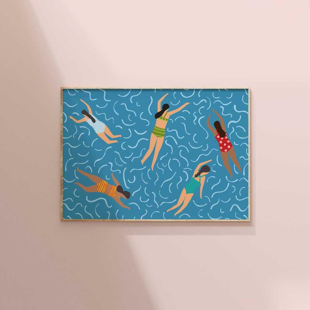 Wild Swimming Print, Digital Print Ocean Swimming, Cold Water Swimming ...