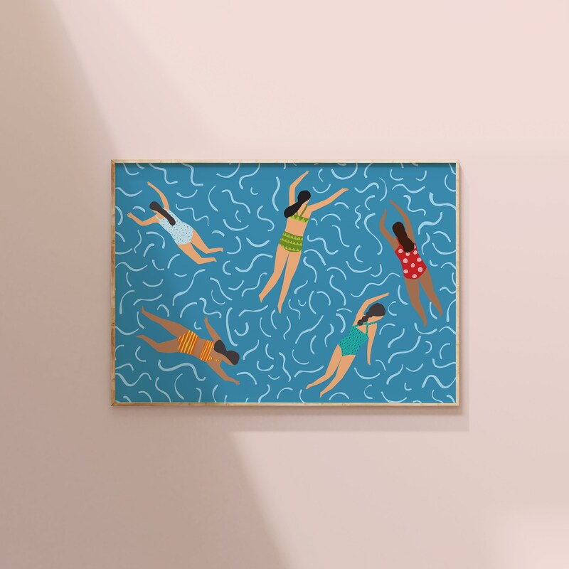 Swimming Print - Etsy