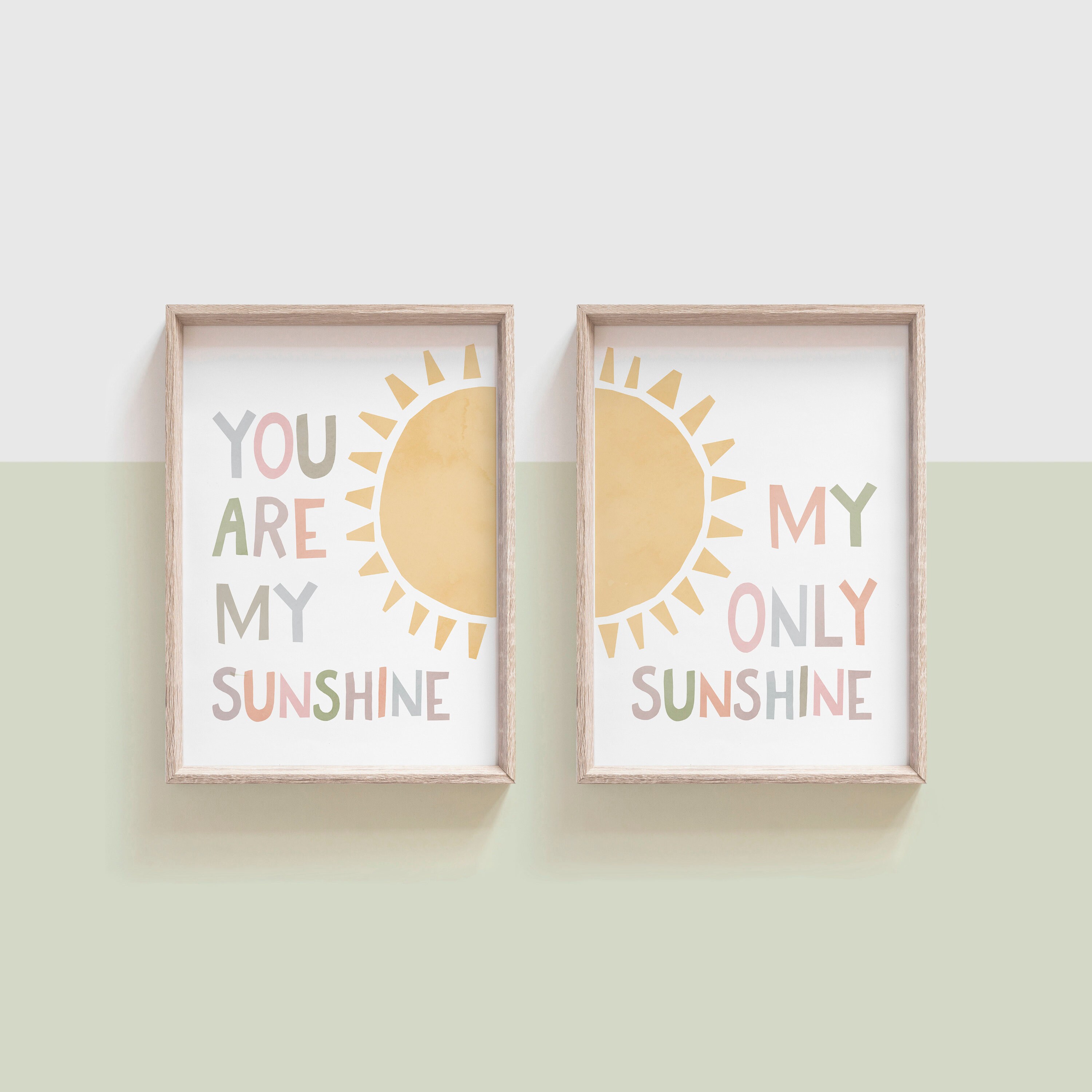 You Are My Sunshine Wall Art Girls Room Set of 2 Prints - Etsy
